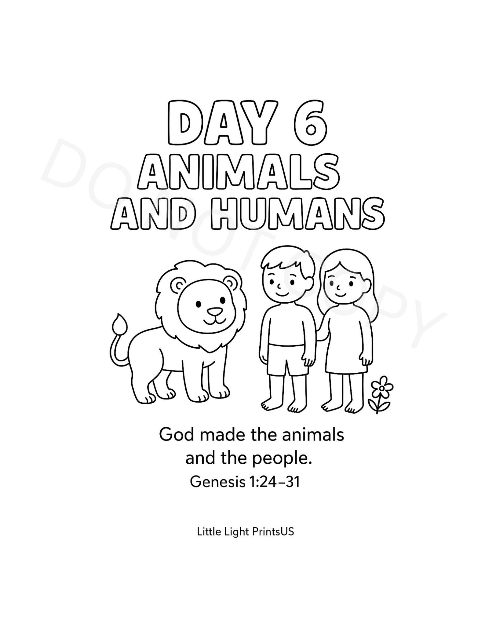 7 Days of Creation Coloring Pages: Genesis Bible Story (digital ...