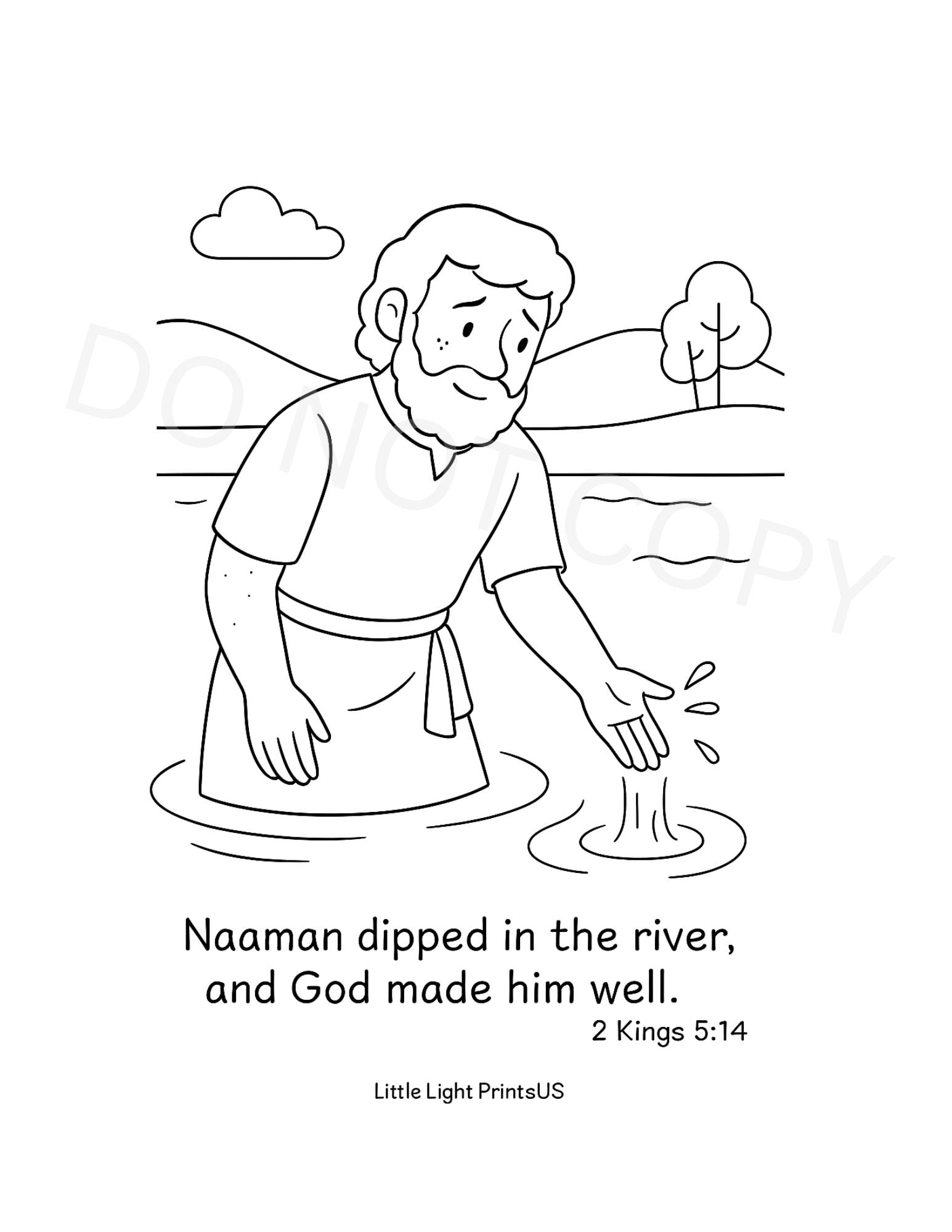 Naaman is Healed Story and Coloring Pages for Kids (digital Download ...