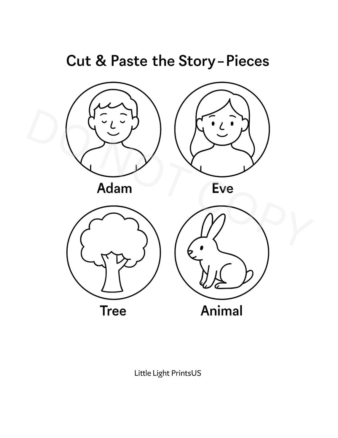 Adam and Eve Bible Story Activity Pack: Coloring, Tracing, Cut & Paste ...