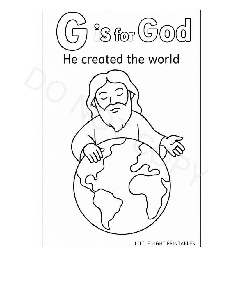G is for God Coloring Page - Bible Alphabet Printable - Digital ...
