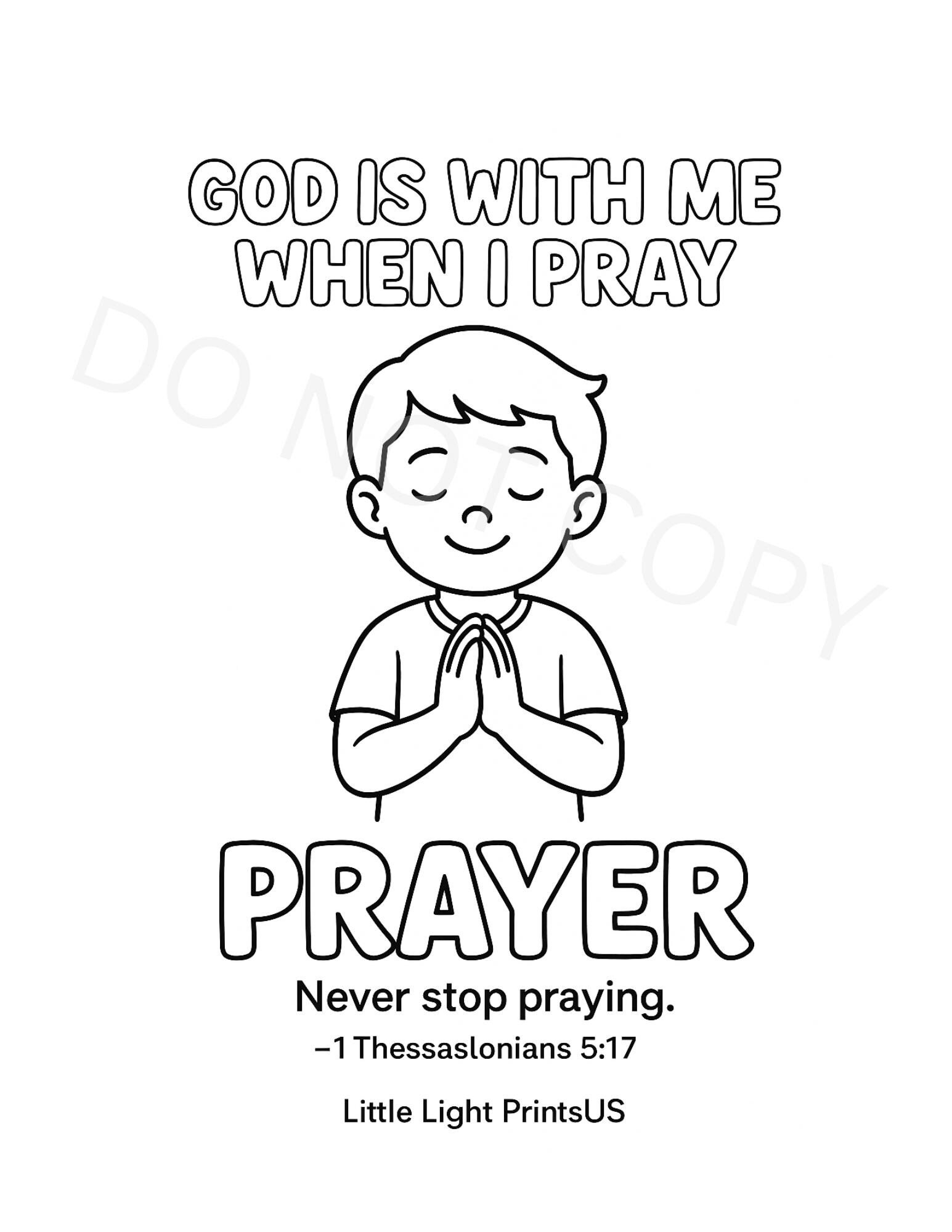Prayer Coloring Pages for Kids: Bible Verse Christian Activity ...