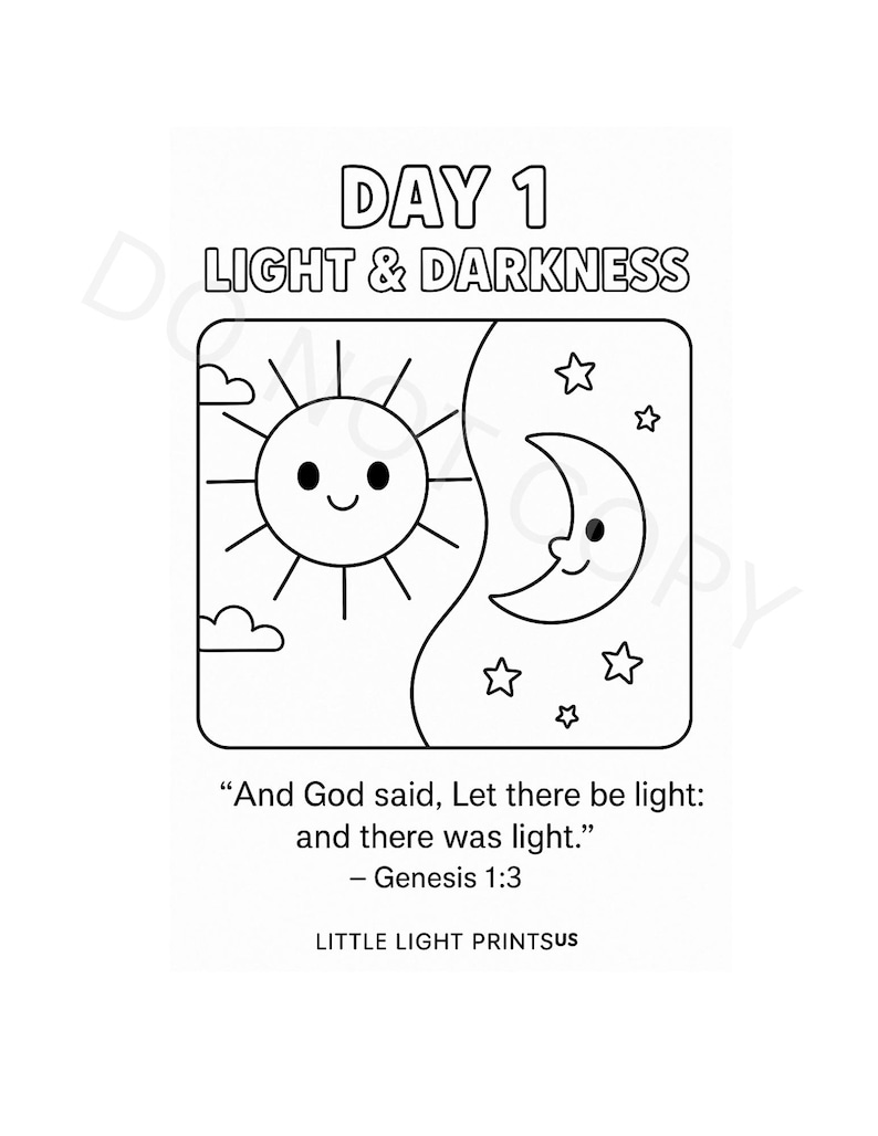 7 Days of Creation Coloring Pages: Genesis Bible Story (digital ...