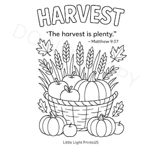 Harvest Blessings Fall Bible Coloring Pack/christian Coloring Pages for ...