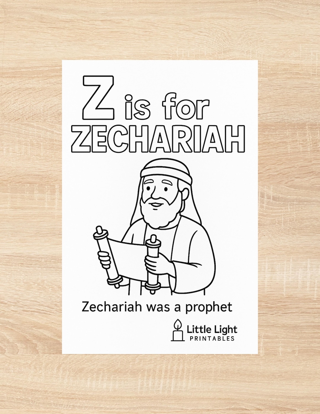 Letter Z is for Zechariah Coloring Page - Printable Alphabet Activity ...