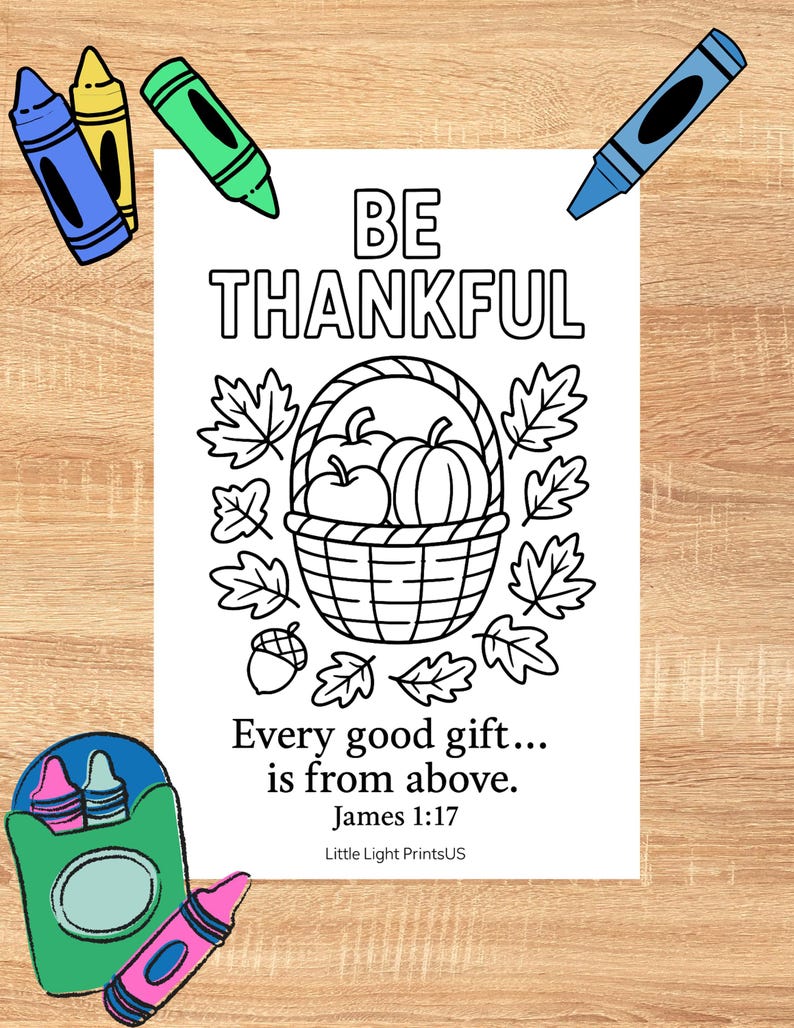 Be Thankful Coloring Page/ Bible Verse Printable for Kids/christian ...