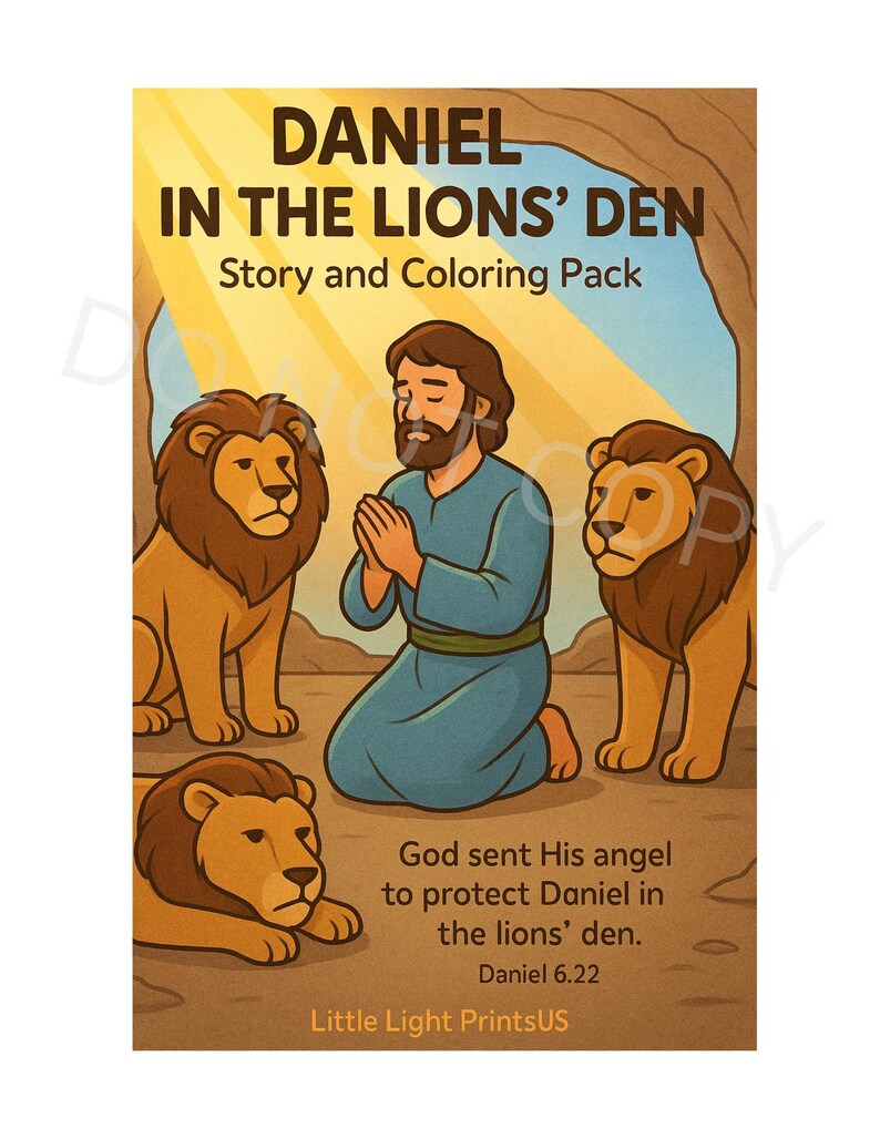 Daniel in the Lions' Den Story and Coloring Pack/kids Bible Printable ...