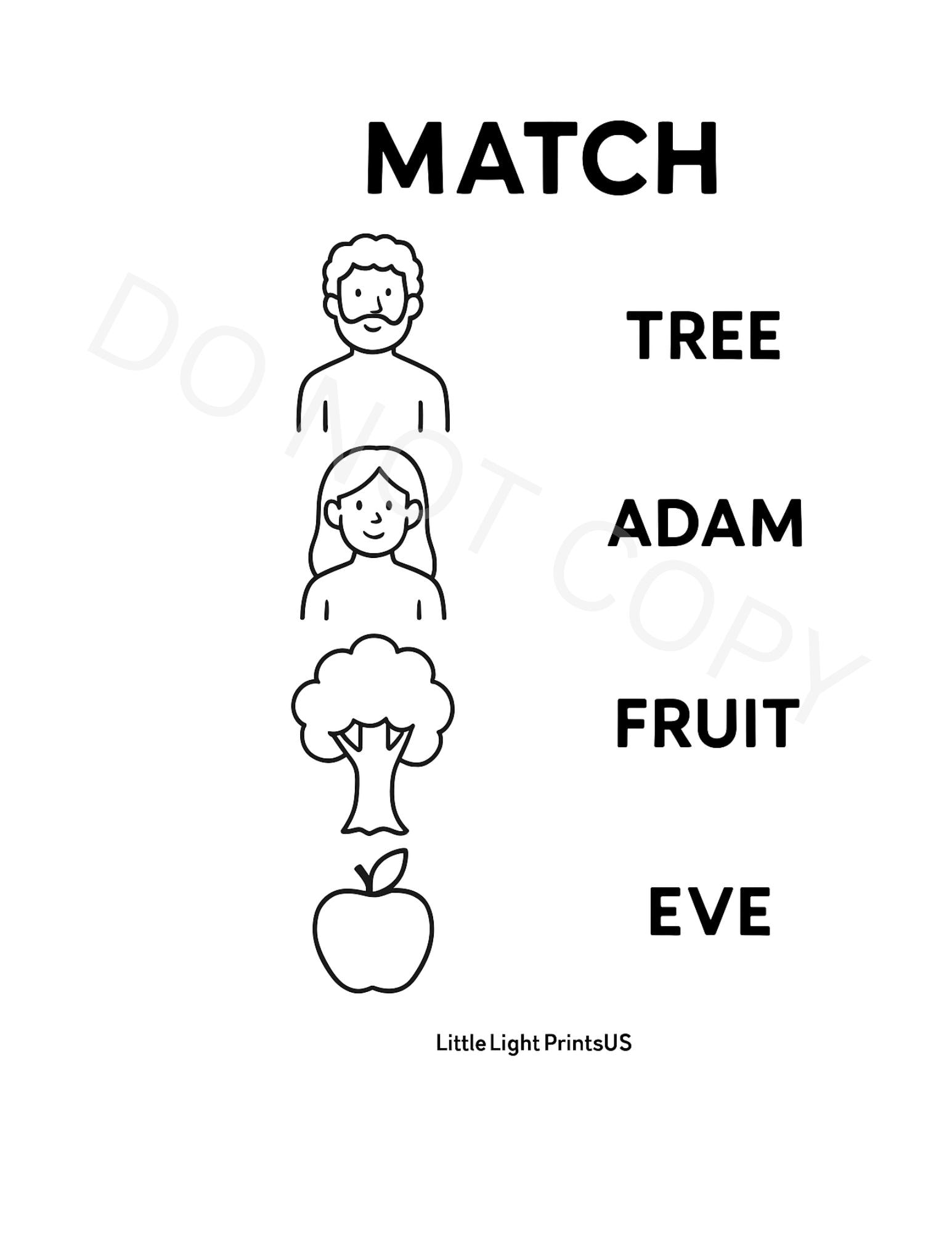 Adam and Eve Bible Story Activity Pack: Coloring, Tracing, Cut & Paste ...