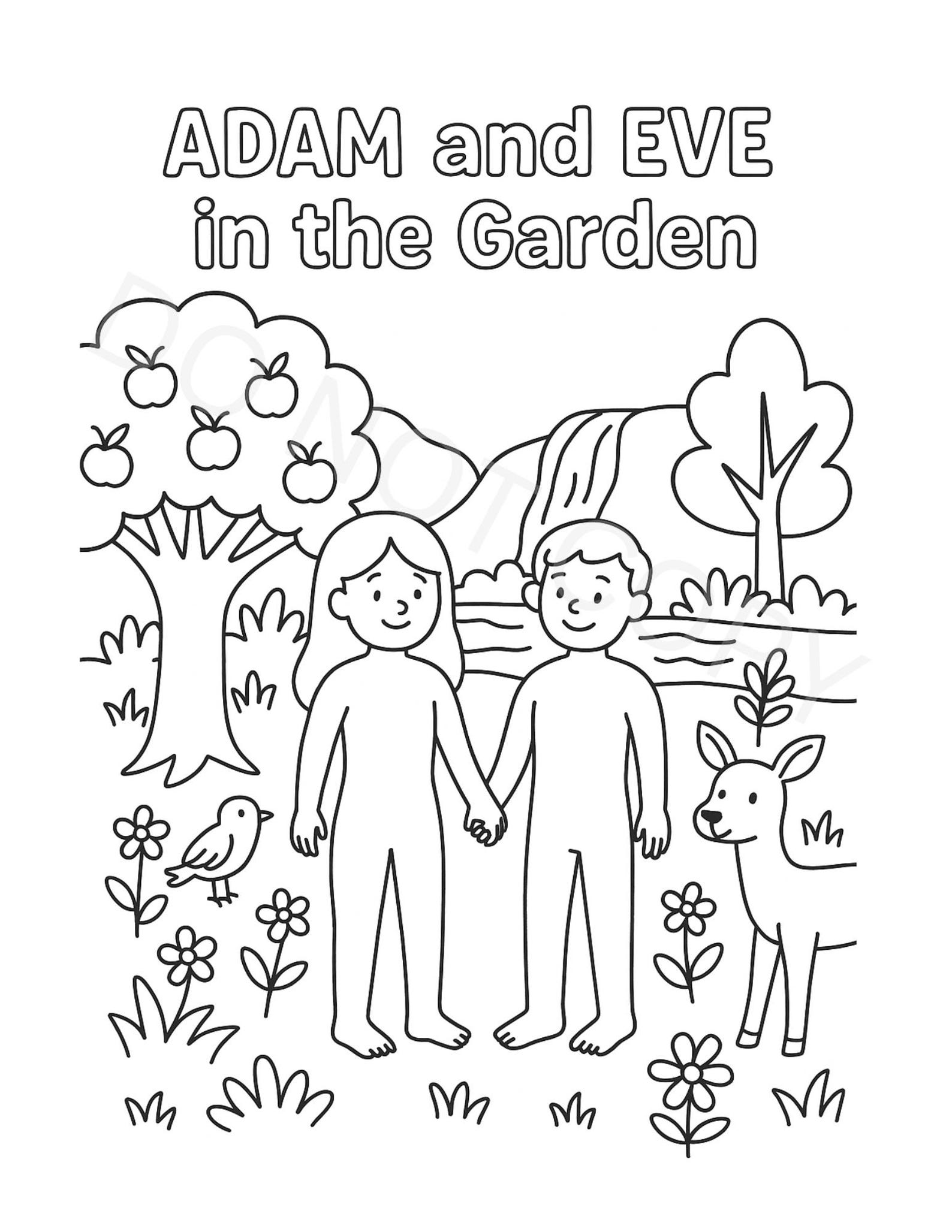 Adam and Eve Bible Story Activity Pack: Coloring, Tracing, Cut & Paste ...