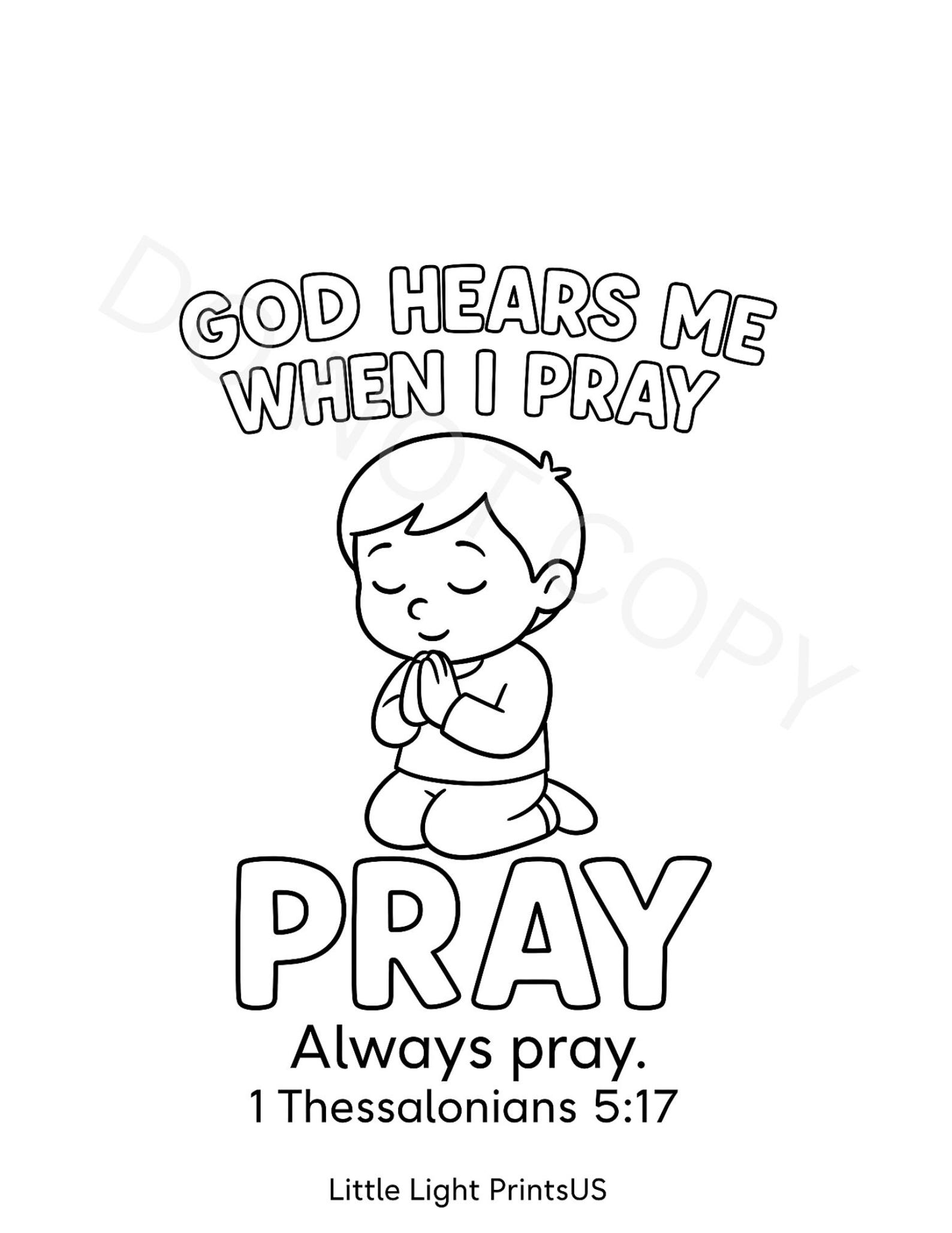 God Hears Me When I Pray Coloring Pages: Christian Kids Activity ...