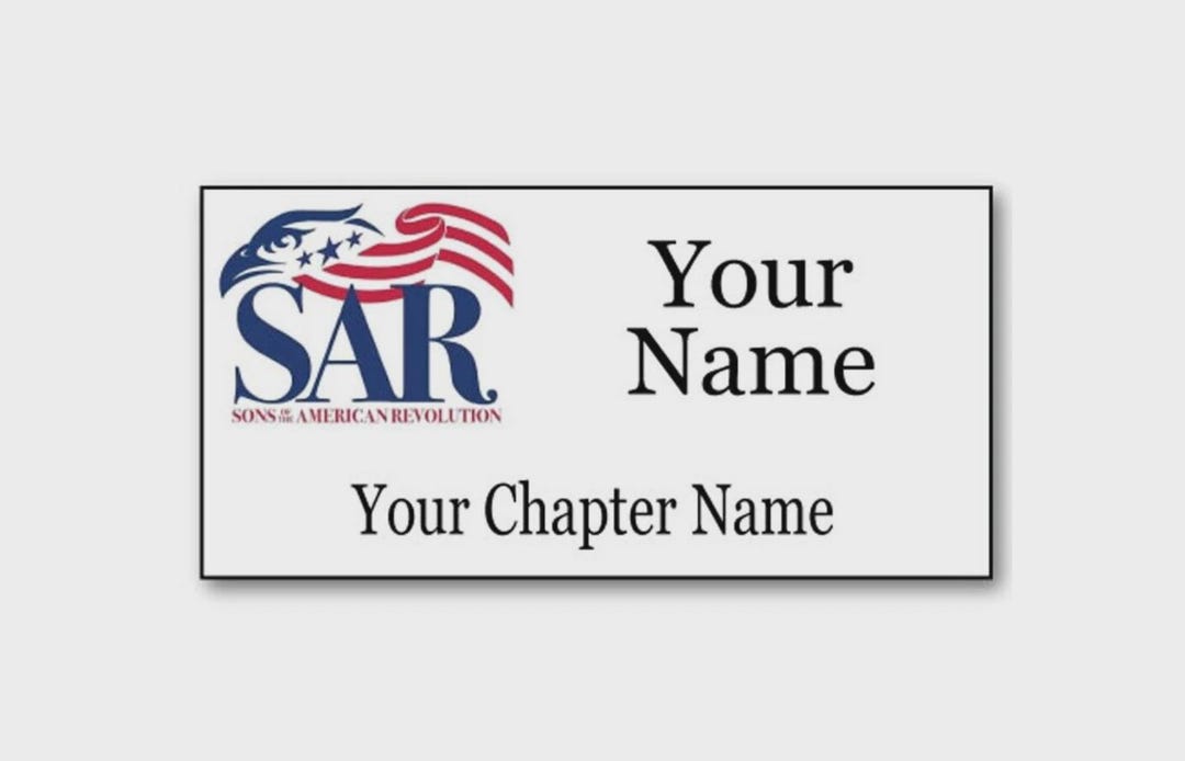 SAR Sons of the American Revolution Custom Personalized Name Badge With ...