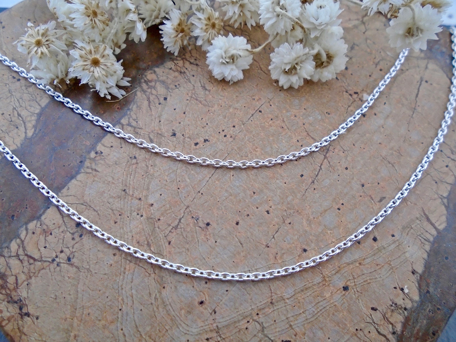 Adjustable silver chain necklace for pendant cable chain | Etsy