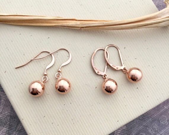 Rose gold ball earrings store
