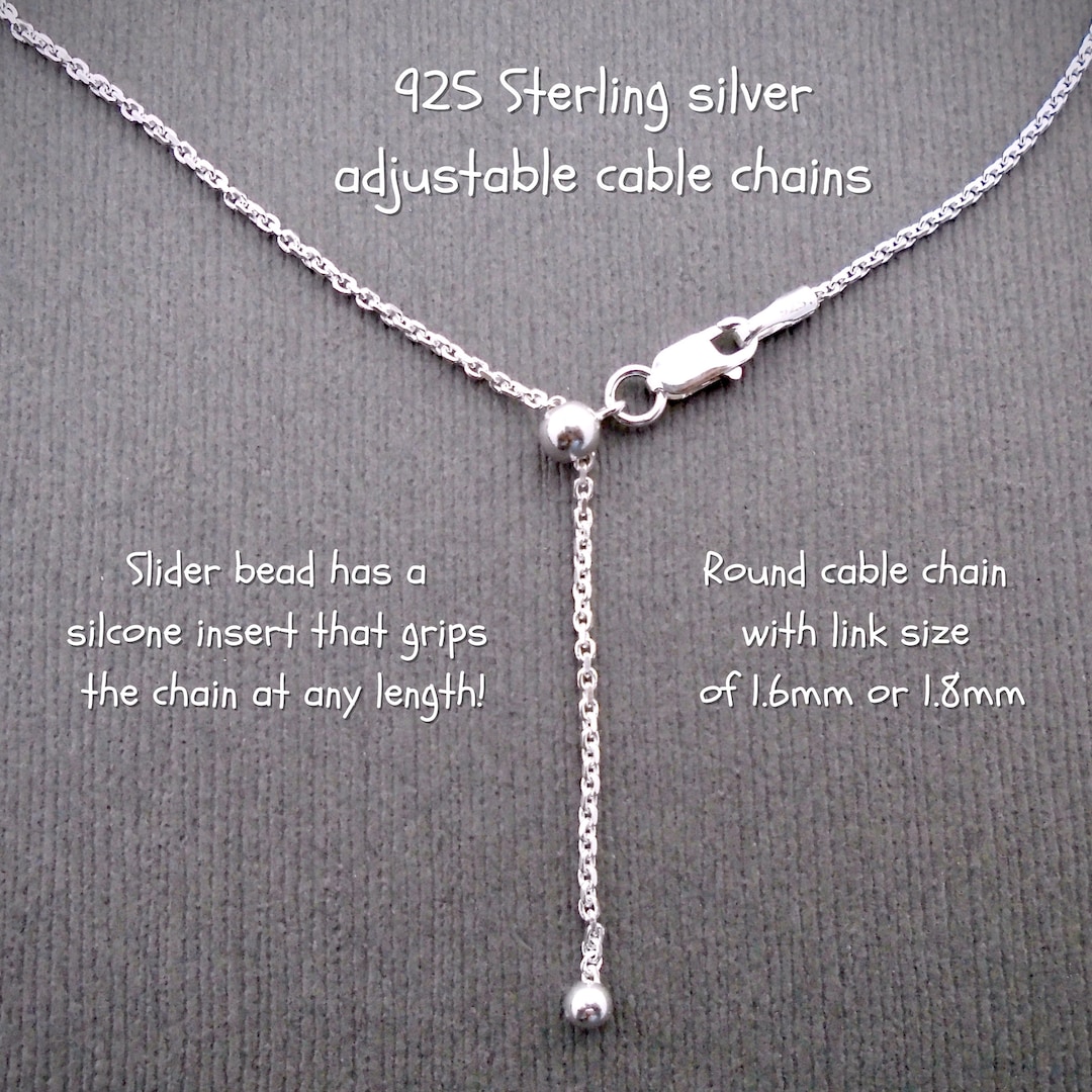 Adjustable Silver Chain Necklace for Pendant, 1.6mm or 1.8mm Cable ...