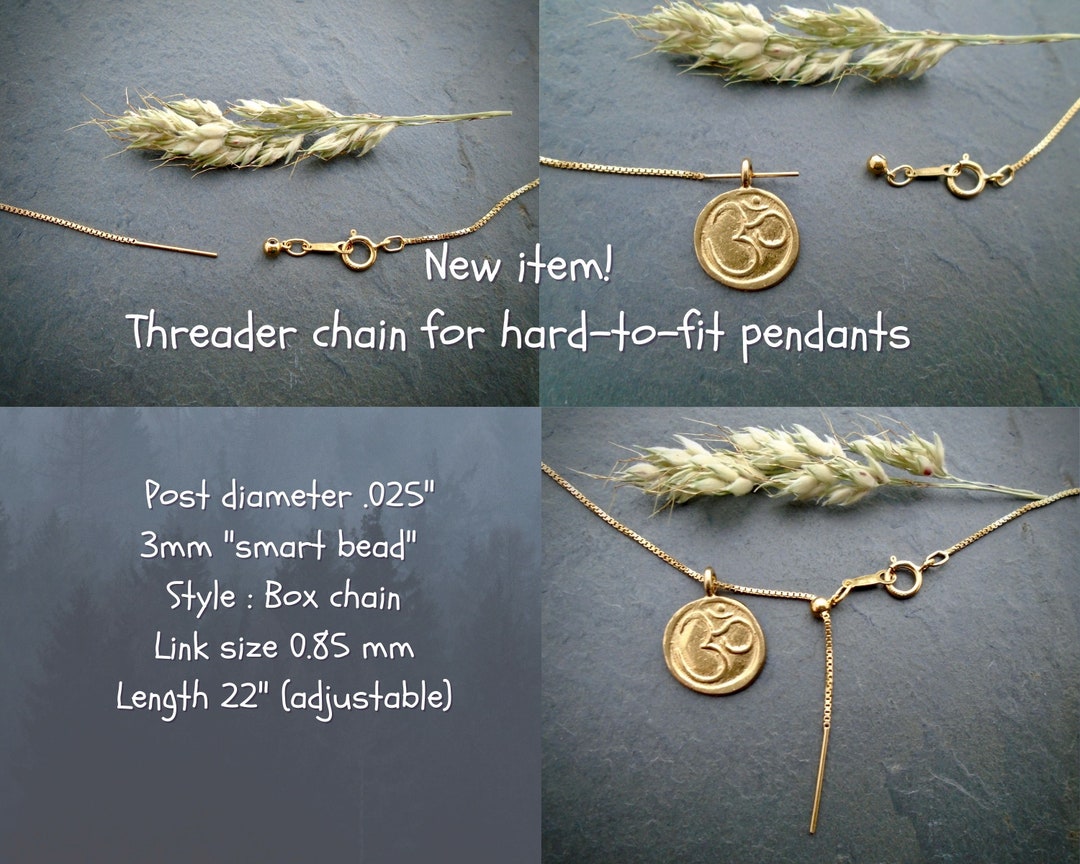 Gold Box Chain for Pendant Small Diameter Threader End Thin Gold Box ...