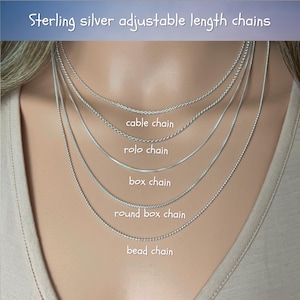 Adjustable Silver Chain Necklace for Pendant Cable Box Rolo Sliding ...