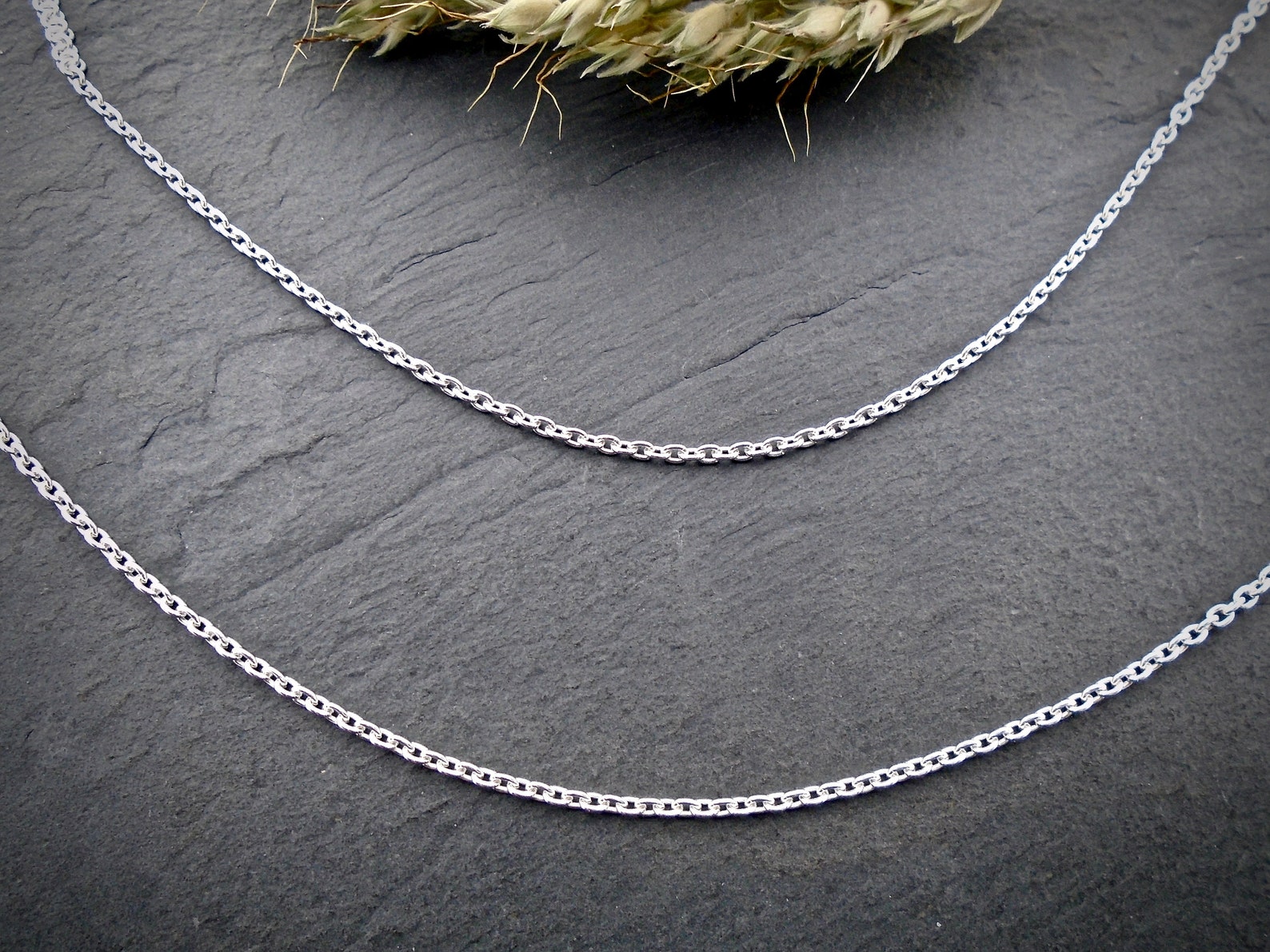 Adjustable silver chain necklace for pendant cable chain | Etsy