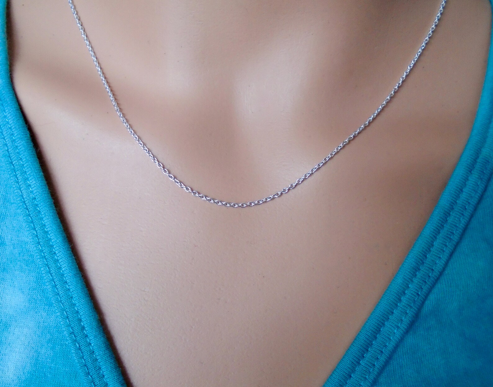 Adjustable silver chain necklace for pendant cable chain | Etsy