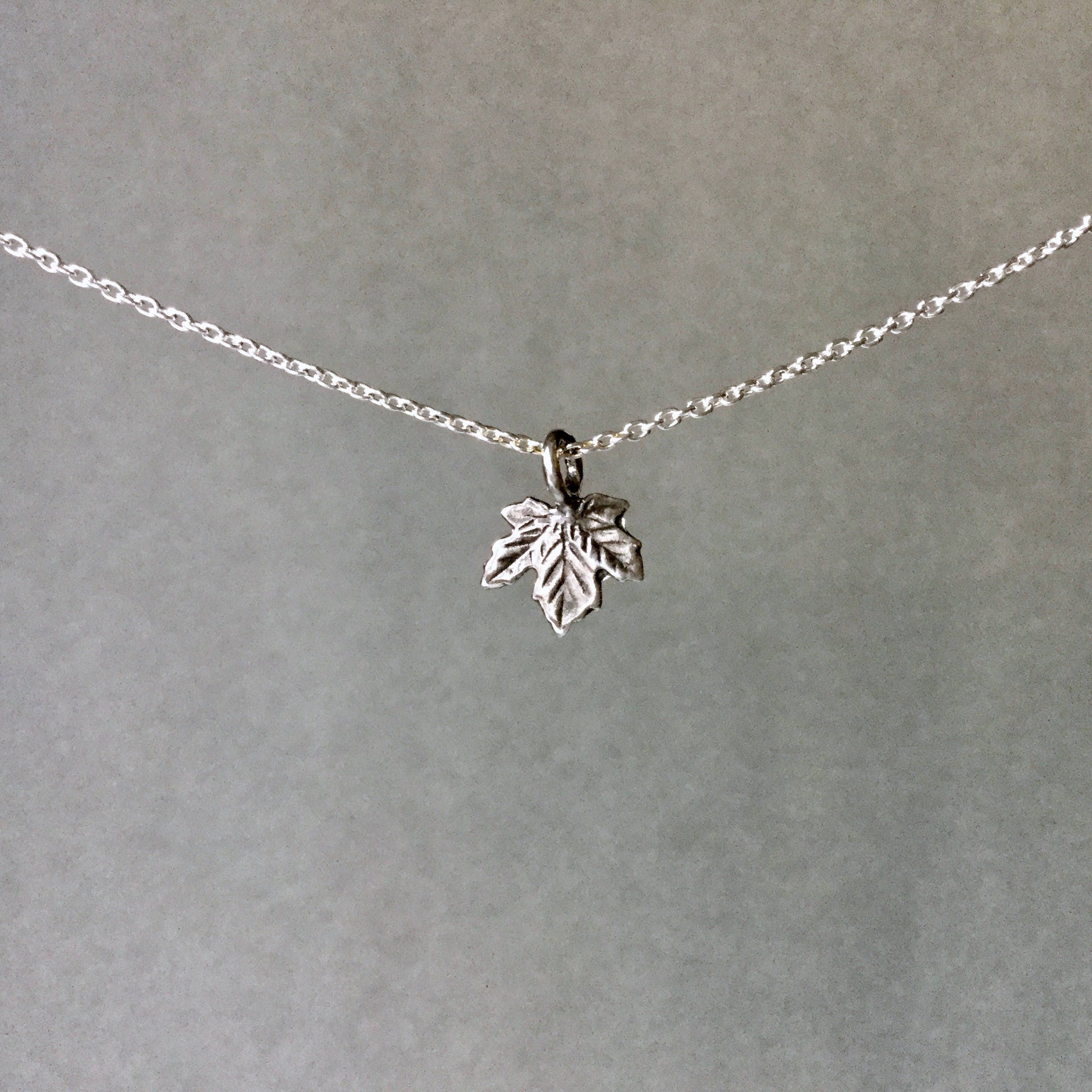 Leaf Necklace Dainty Sterling Silver Canadian Maple Leaf Etsy