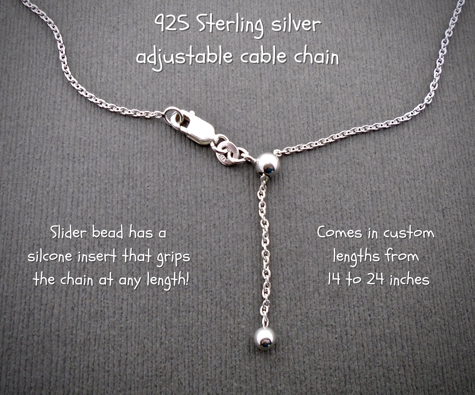 Adjustable silver chain necklace for pendant cable chain | Etsy