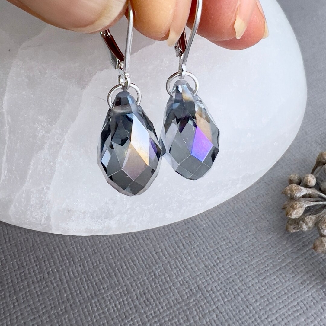 Northern Lights Crystal Earrings, Smoke Blue Purple Aurora Borealis ...