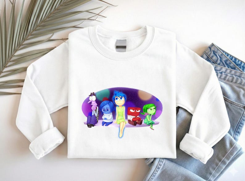 Inside Out Characters Pixar Sweatshirt, Joy Sadness Anger Disgust Fear ...