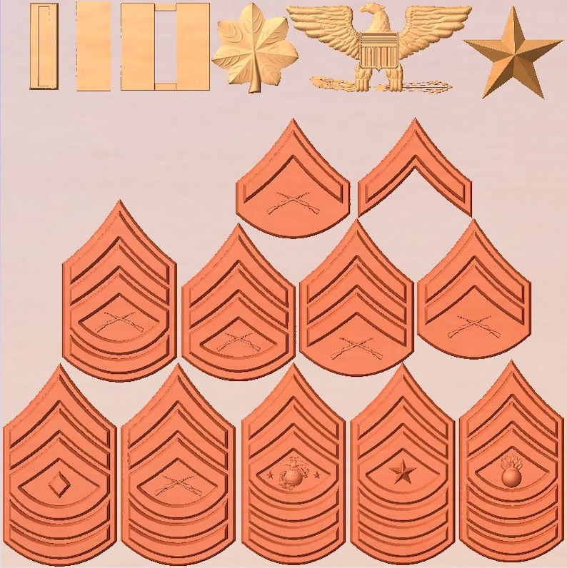 3D Carved USMC Rank Insignia - Etsy