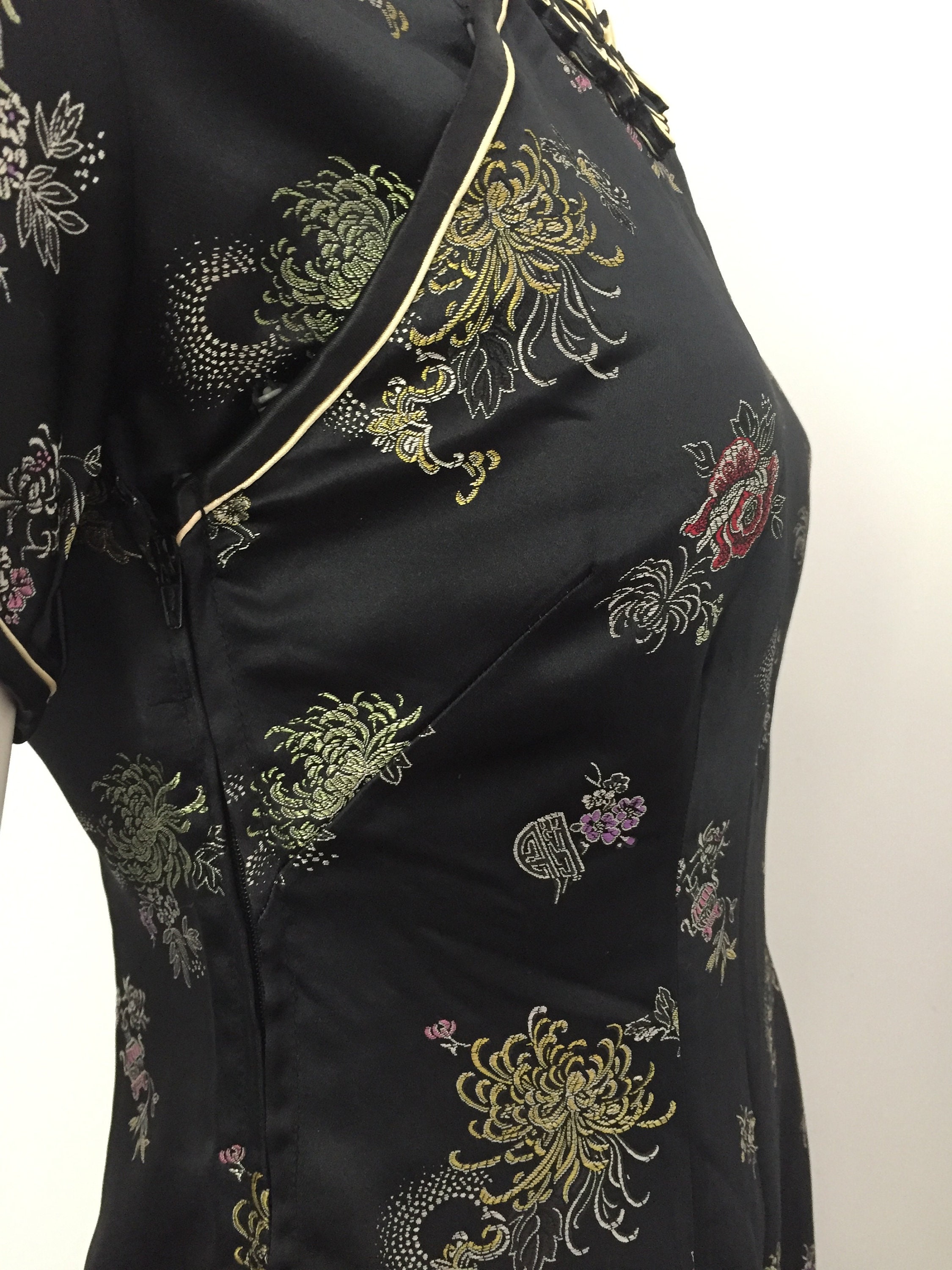 The "palace" Retro Vintage Stunning Quality Black Satin Brocade Hand ...