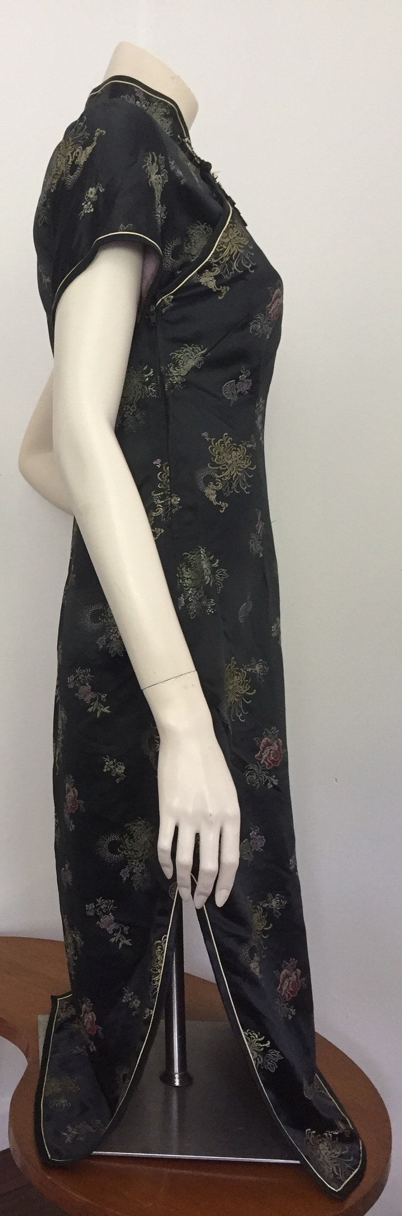 The "palace" Retro Vintage Stunning Quality Black Satin Brocade Hand ...