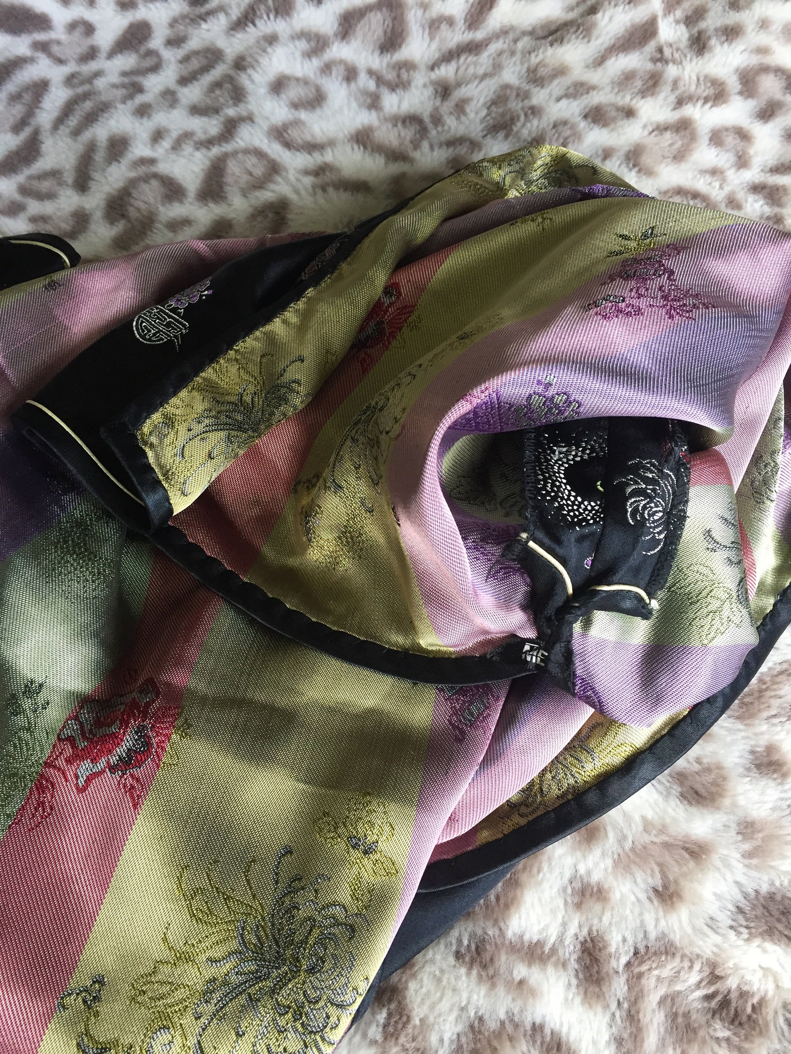 The "palace" Retro Vintage Stunning Quality Black Satin Brocade Hand ...