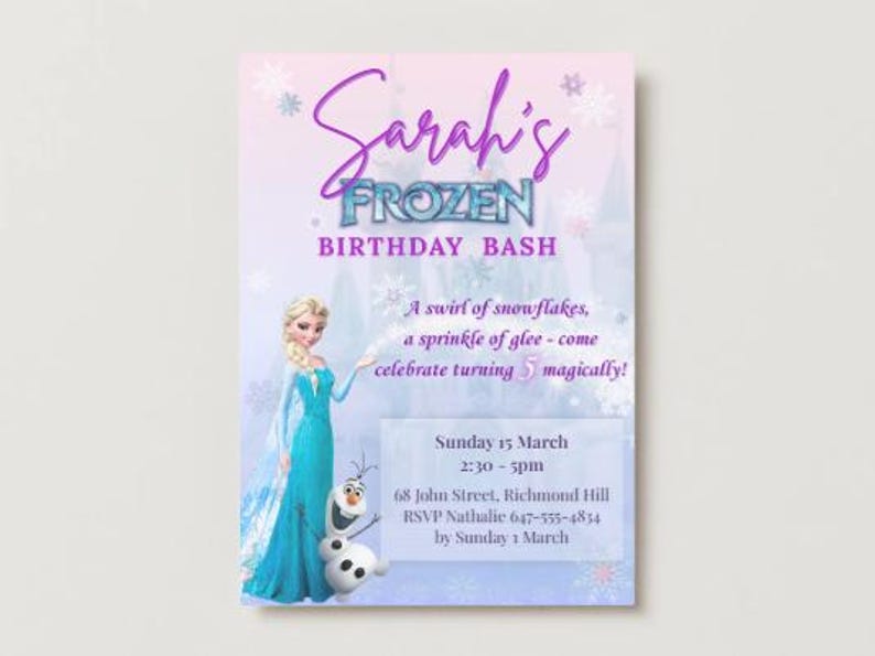 Editable Frozen Invitation Template | Princess Party Invite | Girl ...