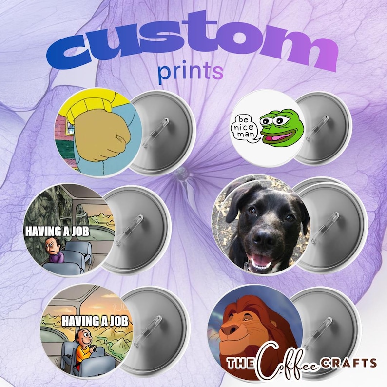 Custom Full Color Photo Button Pins, Personalized Badge, 1-2.25" - Etsy