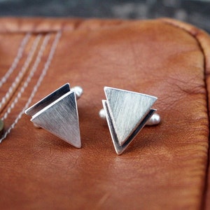 Sterling Silver Triangle Cufflinks - Modern Geometric Design - Etsy