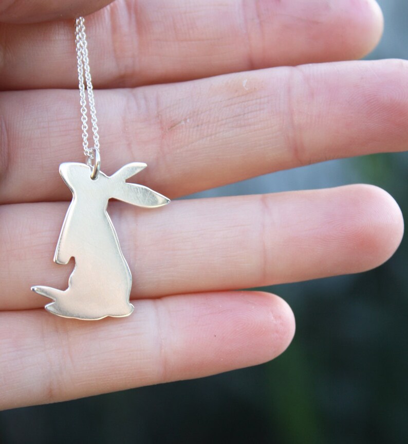 Bunny Pendant Curious Rabbit Necklace Sterling Silver Bunnies - Etsy