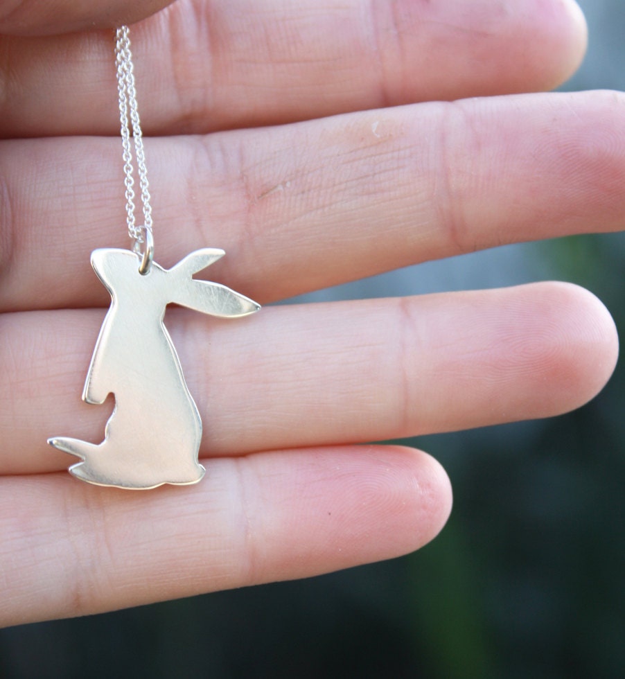 Bunny Pendant Curious Rabbit Necklace Sterling Silver Bunnies - Etsy