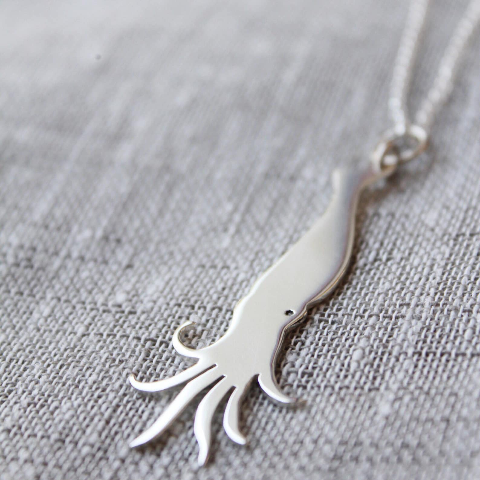 Squid Necklace / Silver Octopus Necklace / Quirky Sea Monster | Etsy