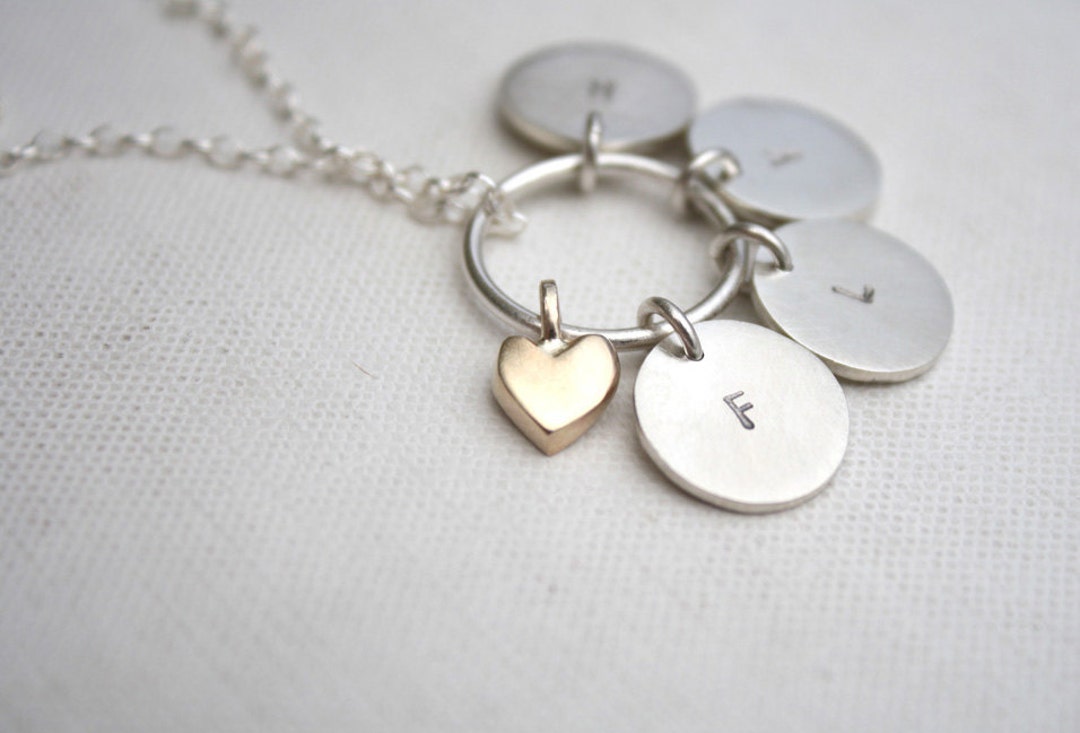 Initial Necklace Monogram Necklace Family Charms Silver and Gold Mommy ...