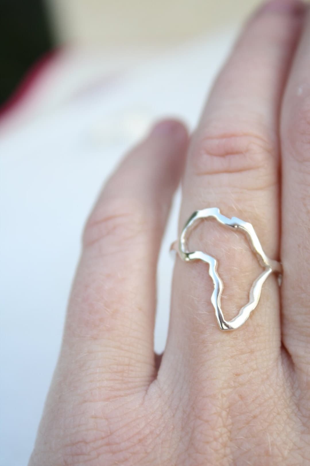 Africa Ring / Silver Outline of Africa / Dainty African Continent Ring ...