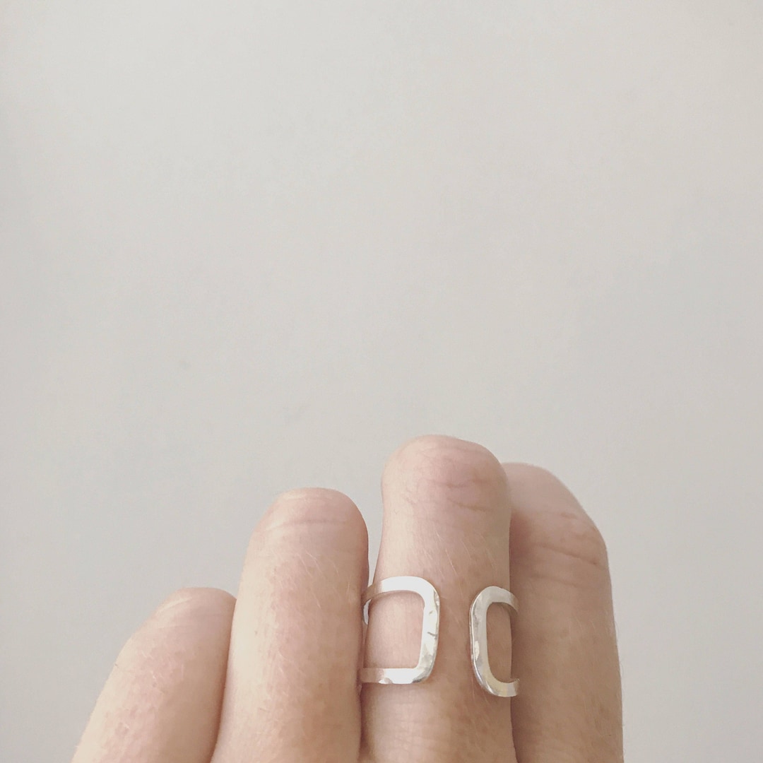 Cage Ring / Silver Adjustable Ring / Hammered Ring / Open Ended Ring - Etsy