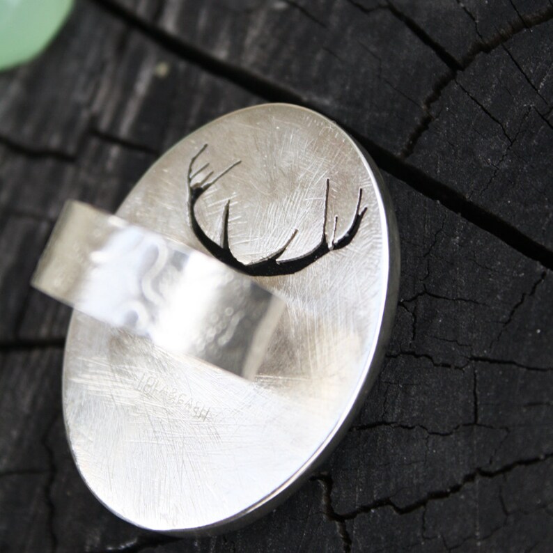 Onyx and 925 Sterling Silver Ring / Statement Black Gemstone / Deer ...