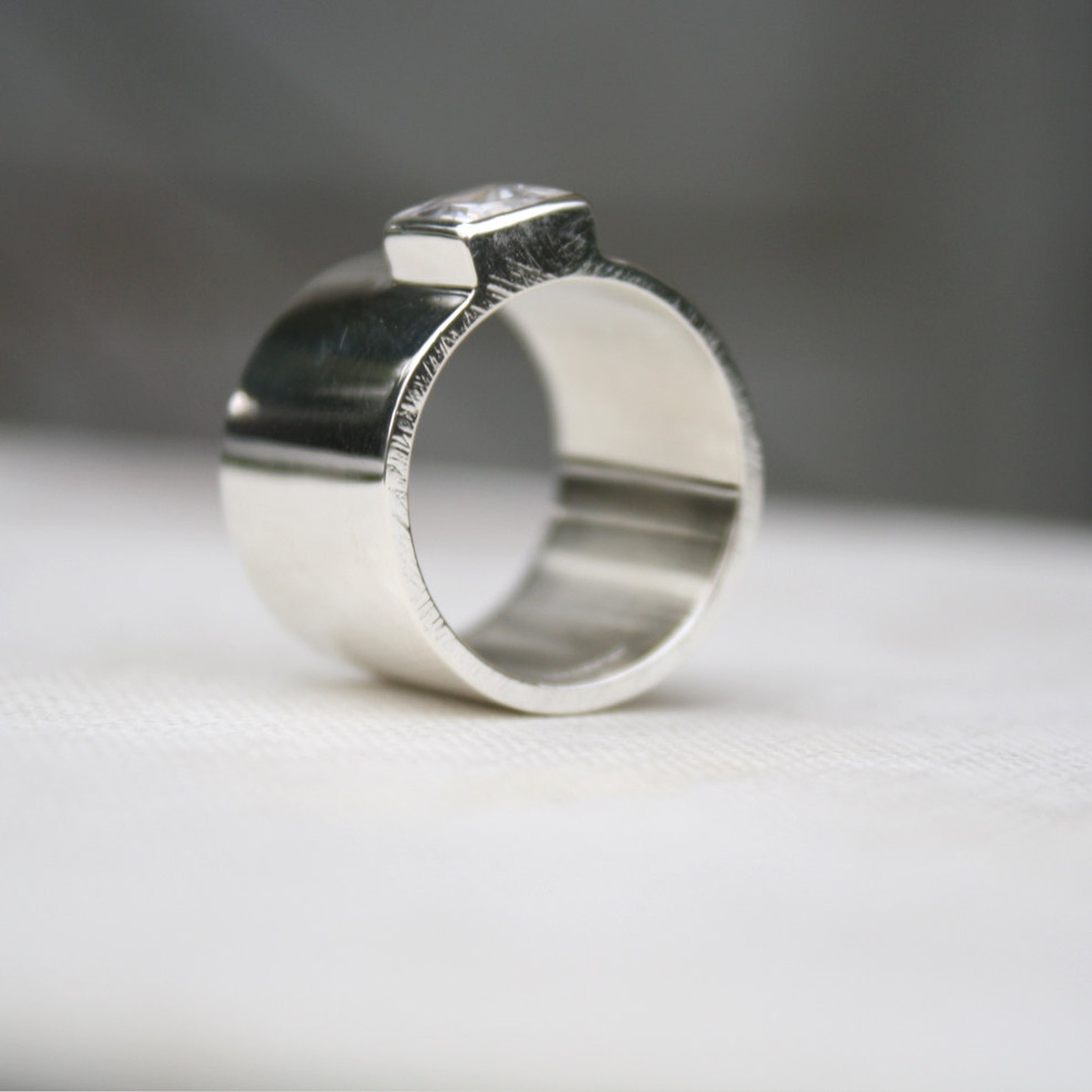 Unique Womens Wedding Rings / Edgy Statement Sterling Ring / Square ...