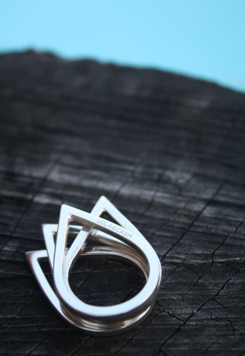 Silver stacking rings / silver raindrop rings / statement ring | Etsy
