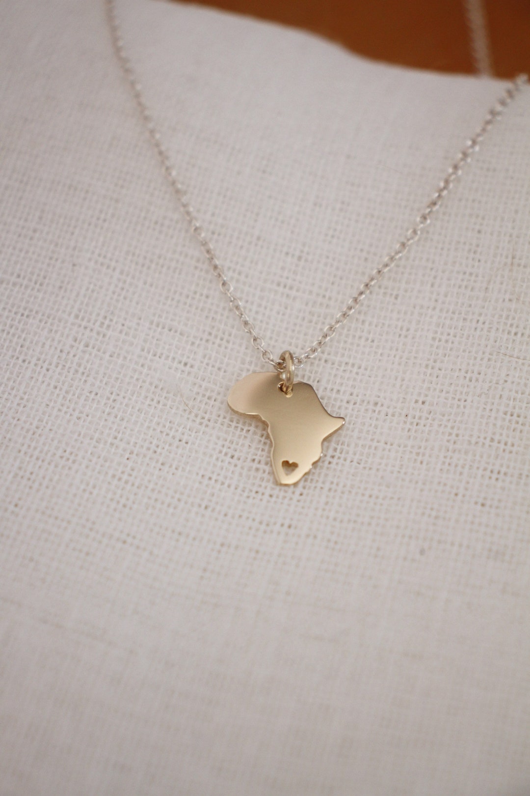 Africa Necklace / Gold Africa Necklace / 1.5cm African Continent ...