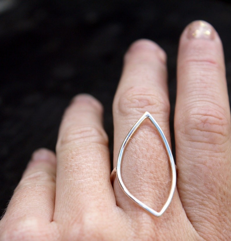 Marquise Ring Sterling Silver Open Diamond Shape Ring Delicate - Etsy