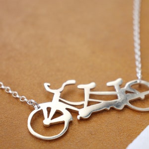 Bicycle Necklace Tandem Bike Pendant Sterling Silver Handmade Hipster ...