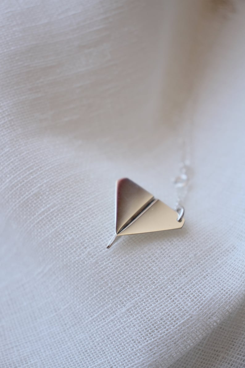 Silver Paper Plane Paper Aeroplane Necklace Airplane Necklace Origami ...