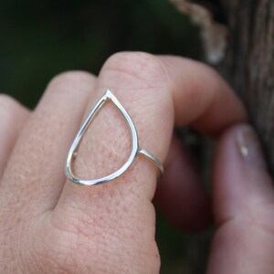 Teardrop Ring Water Drop Sterling Silver Wire Ring Dainty Romantic ...