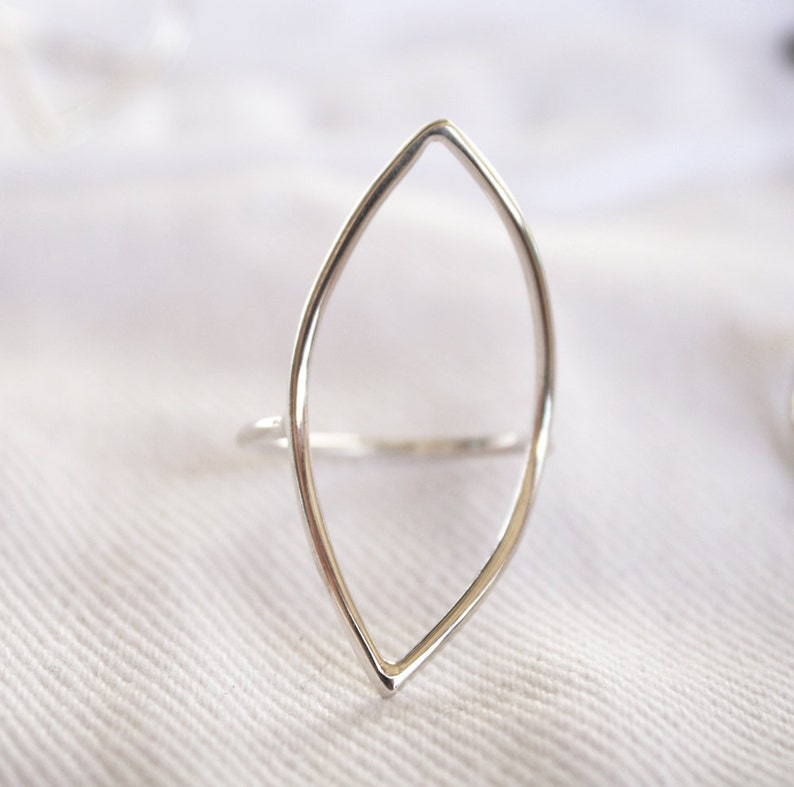Marquise Ring Sterling Silver Open Diamond Shape Ring Delicate - Etsy