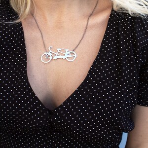 Bicycle Necklace Tandem Bike Pendant Sterling Silver Handmade - Etsy