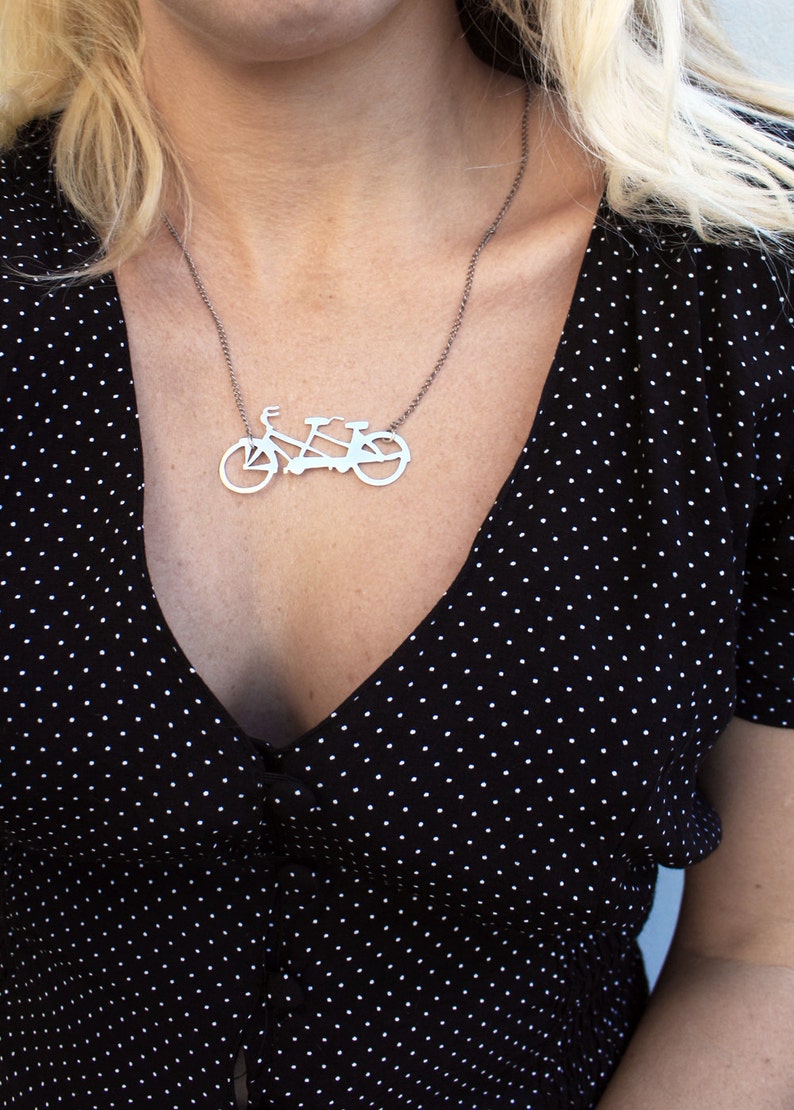 Bicycle Necklace Tandem Bike Pendant Sterling Silver Handmade - Etsy