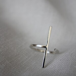 Silver Bar Ring / Parallel Bar Line Ring / Adjustable Band / Minimalist ...